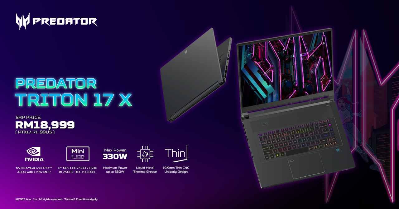 Predator Triton 17 X Tiba Di Pasaran Malaysia – Intel Core i9, RTX 4090